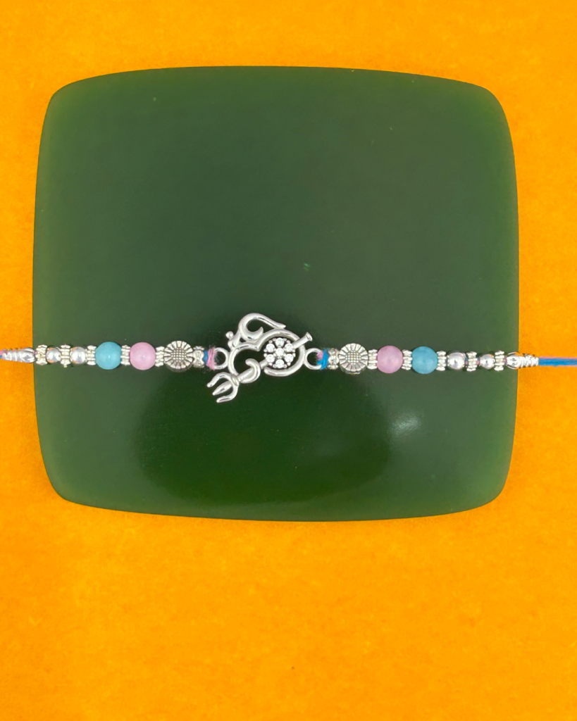 Sterling Silver Rakhi For Brother | OM Trishul Protective Rakhi For Men ...